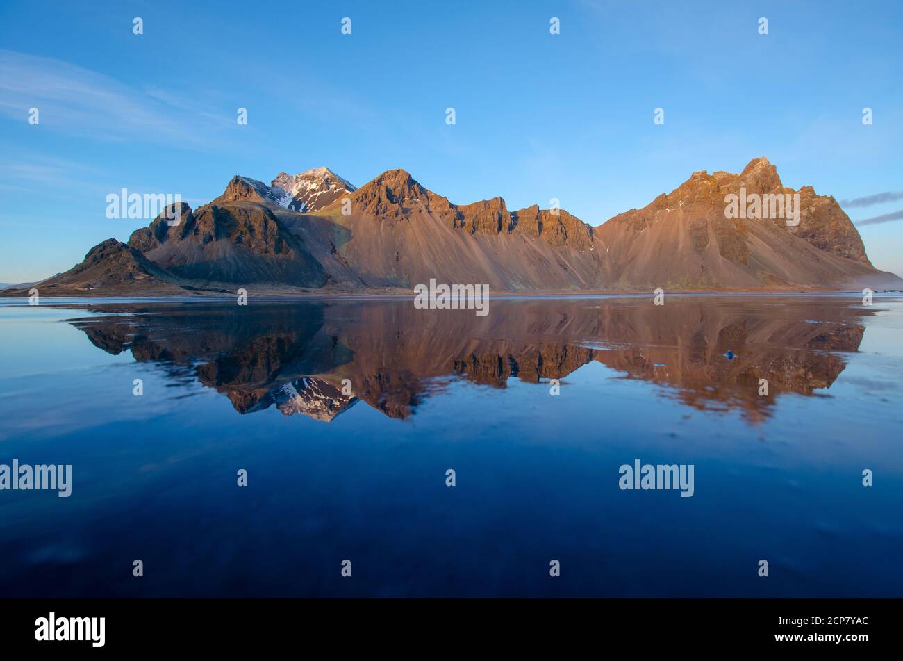 Iceland Mountain Vestrahorn during the golden hour before Sunset in ...