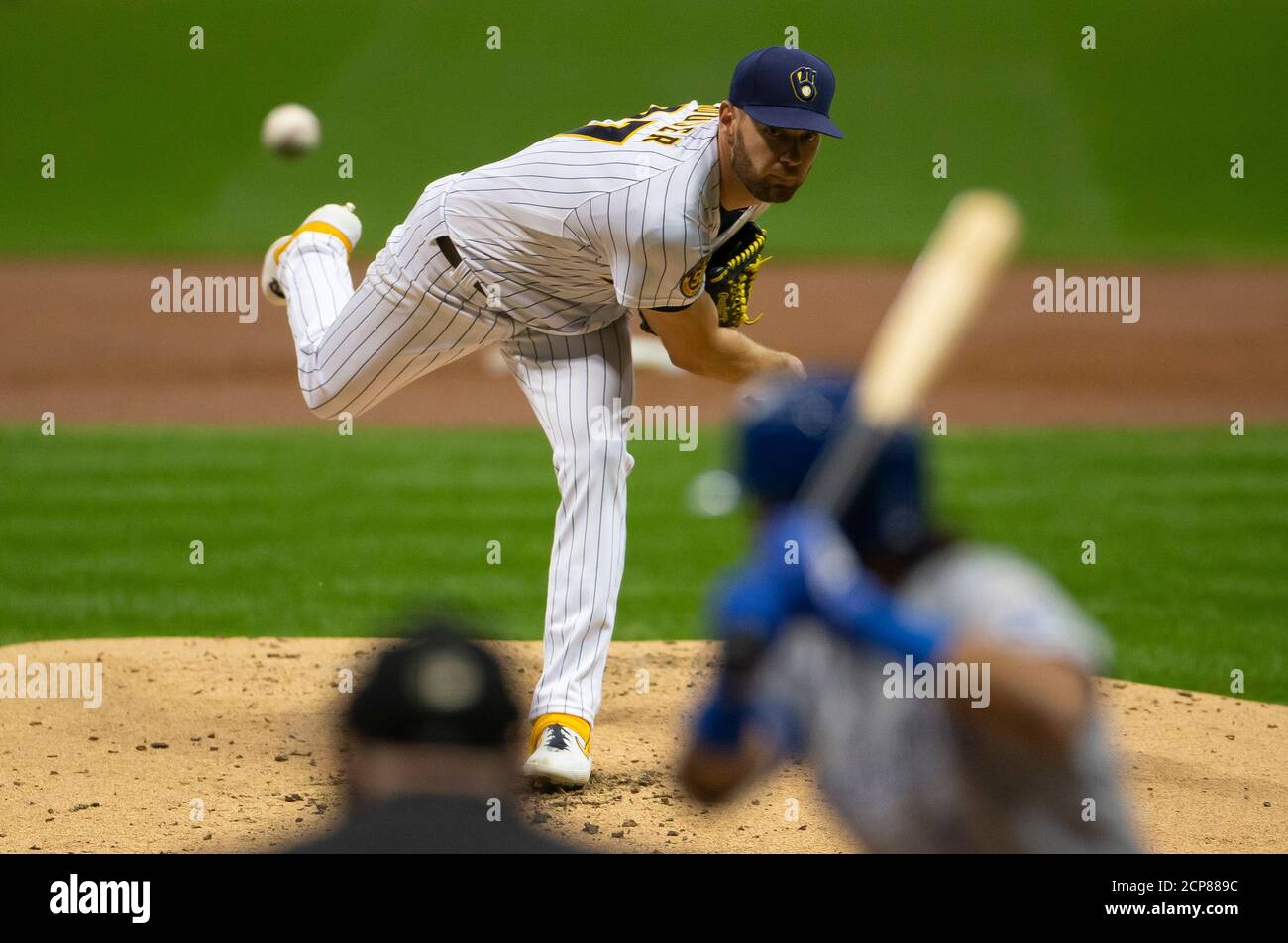 Milwaukee, WI, USA. 18th Sep, 2020. Milwaukee Brewers starting pitcher ...