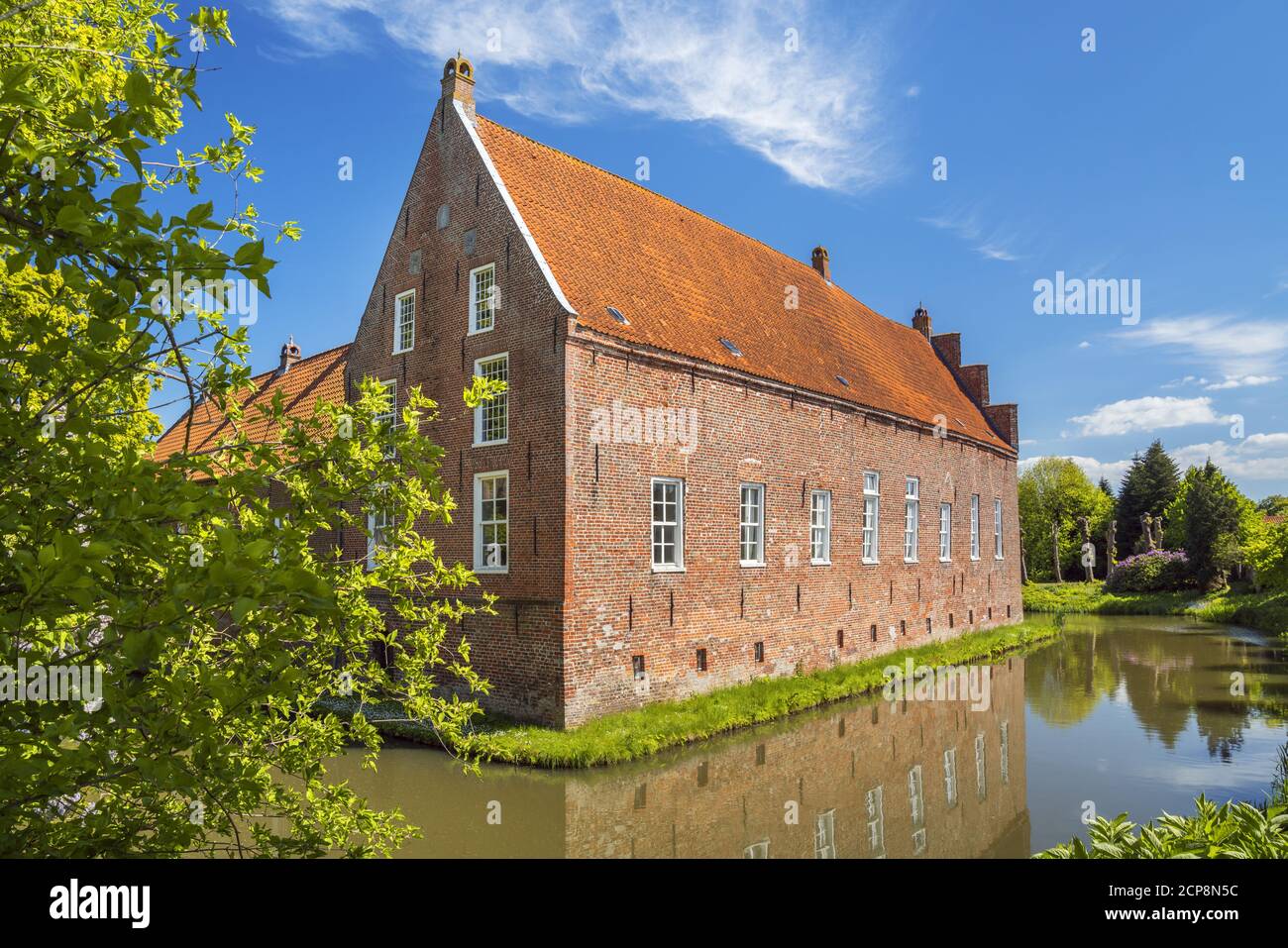 Hinta moated castle in Hinte, East Frisia, North Sea Coast, Lower ...