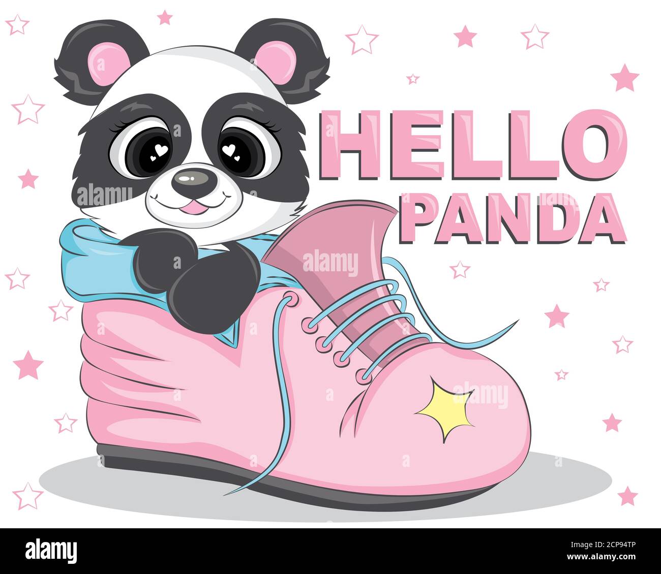 Hello Panda Inside Boots Cartoon Character. Vector Illustration. Gift ...