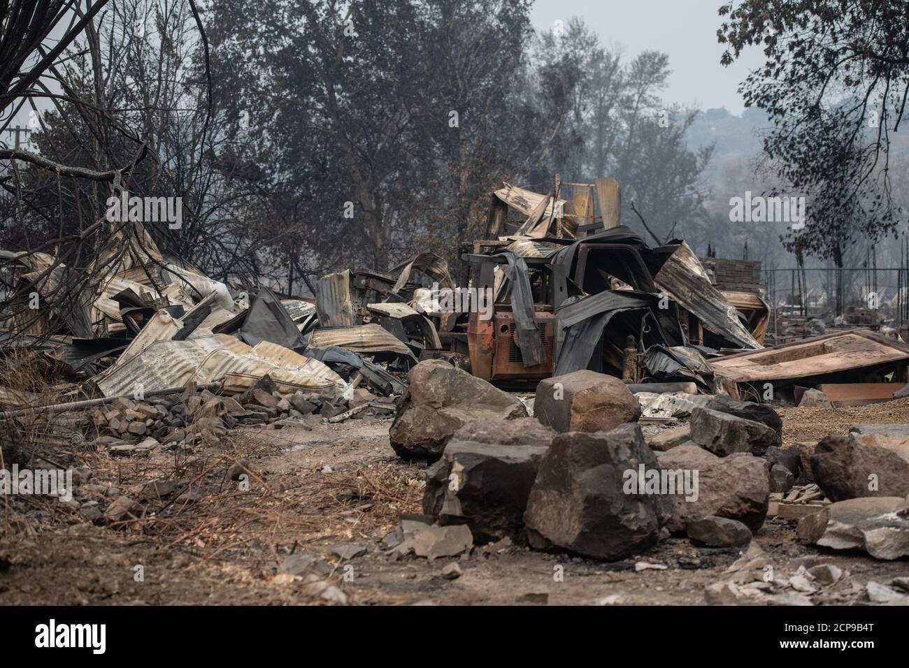 Phoenix, Ore. 18th Sep, 2020. A general view of the aftermath of the ...