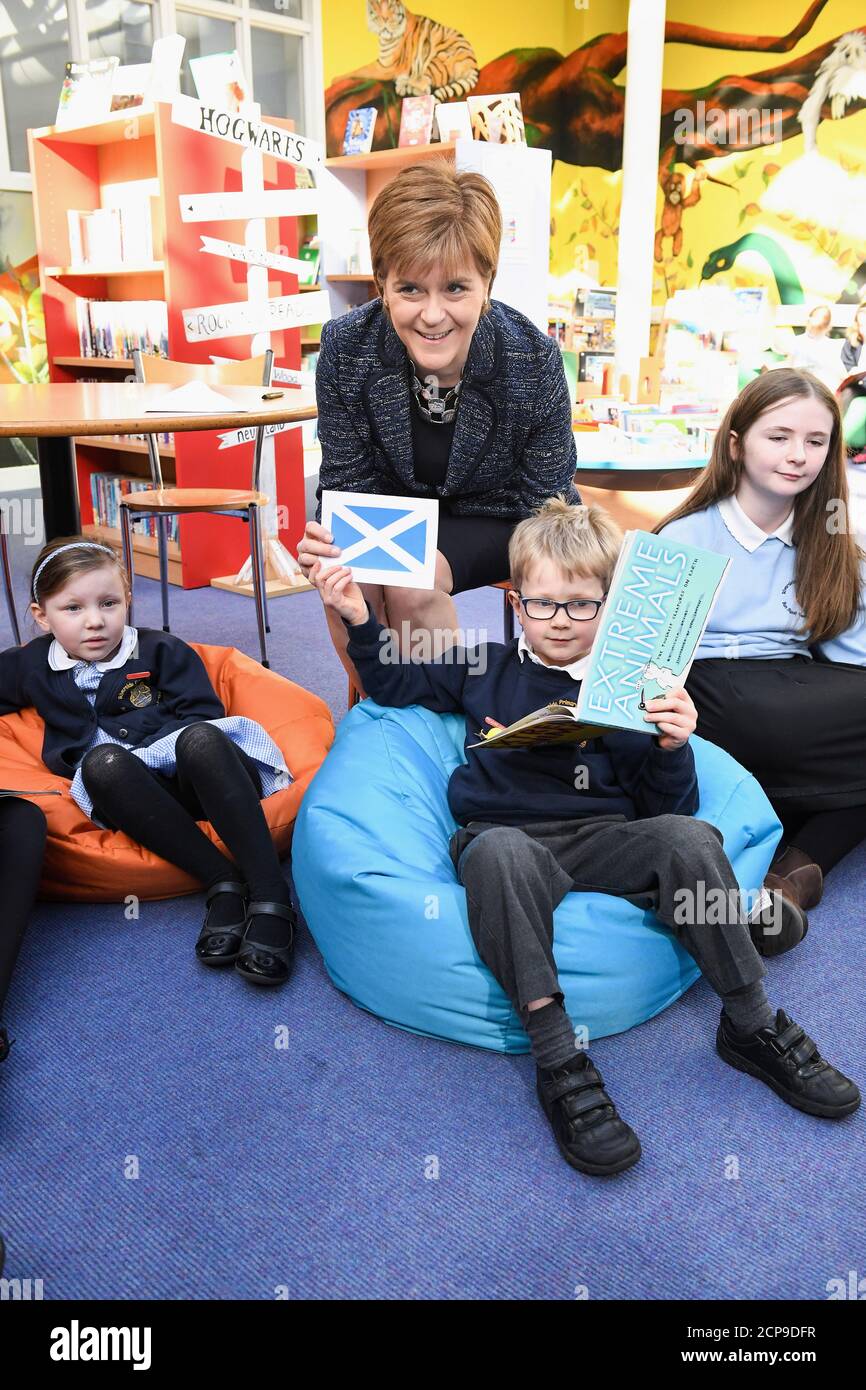 Nicola sturgeon meets pupils at riverside primary school in stirling hi ...