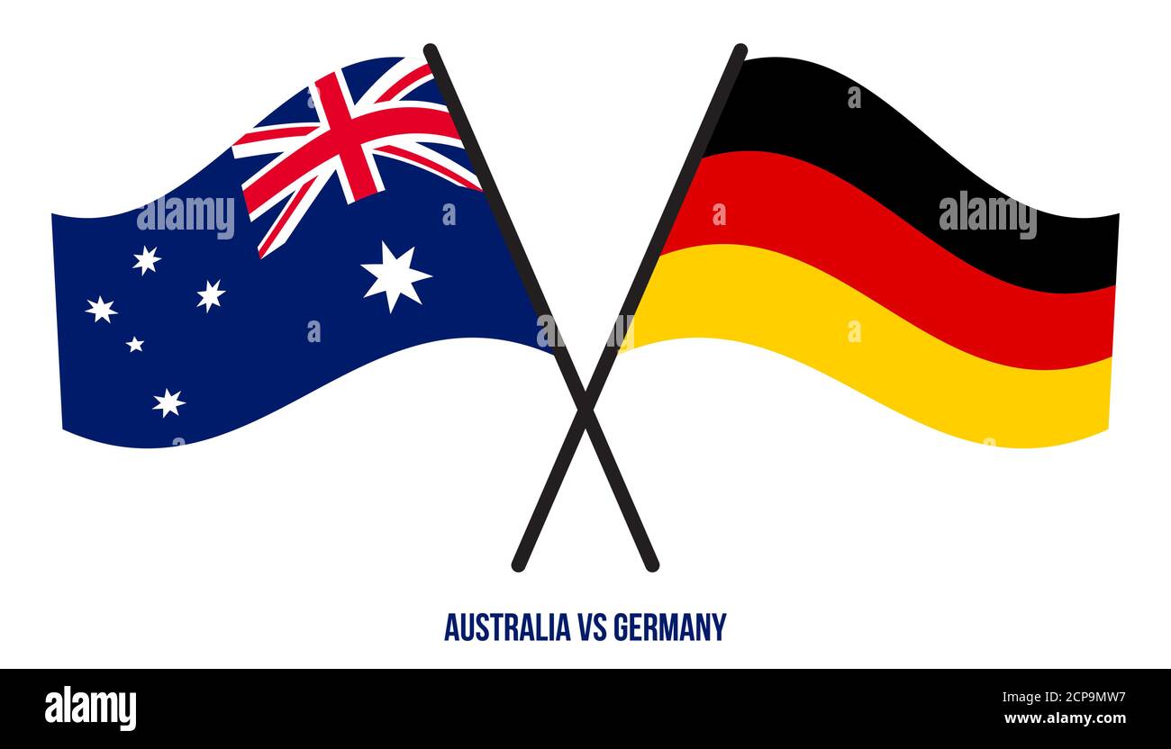 Australia and Germany Flags Crossed And Waving Flat Style. Official ...