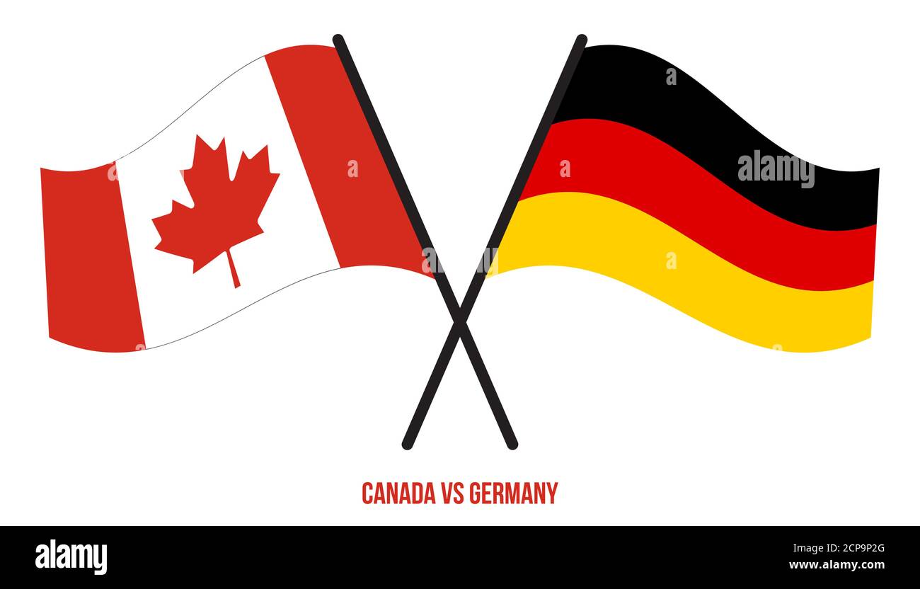 Canada and Germany Flags Crossed And Waving Flat Style. Official ...