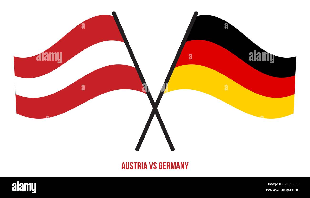 Austria and Germany Flags Crossed And Waving Flat Style. Official ...
