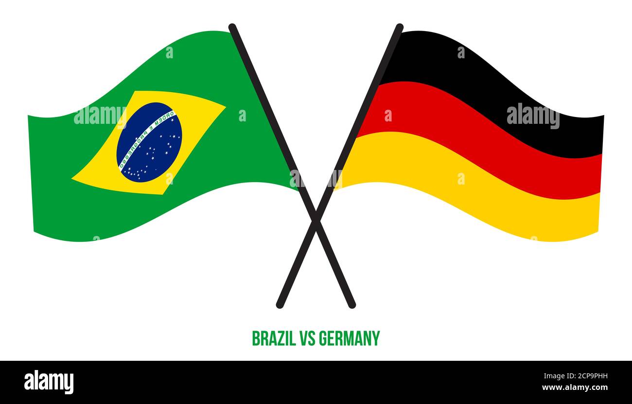 Brazil and Germany Flags Crossed And Waving Flat Style. Official ...