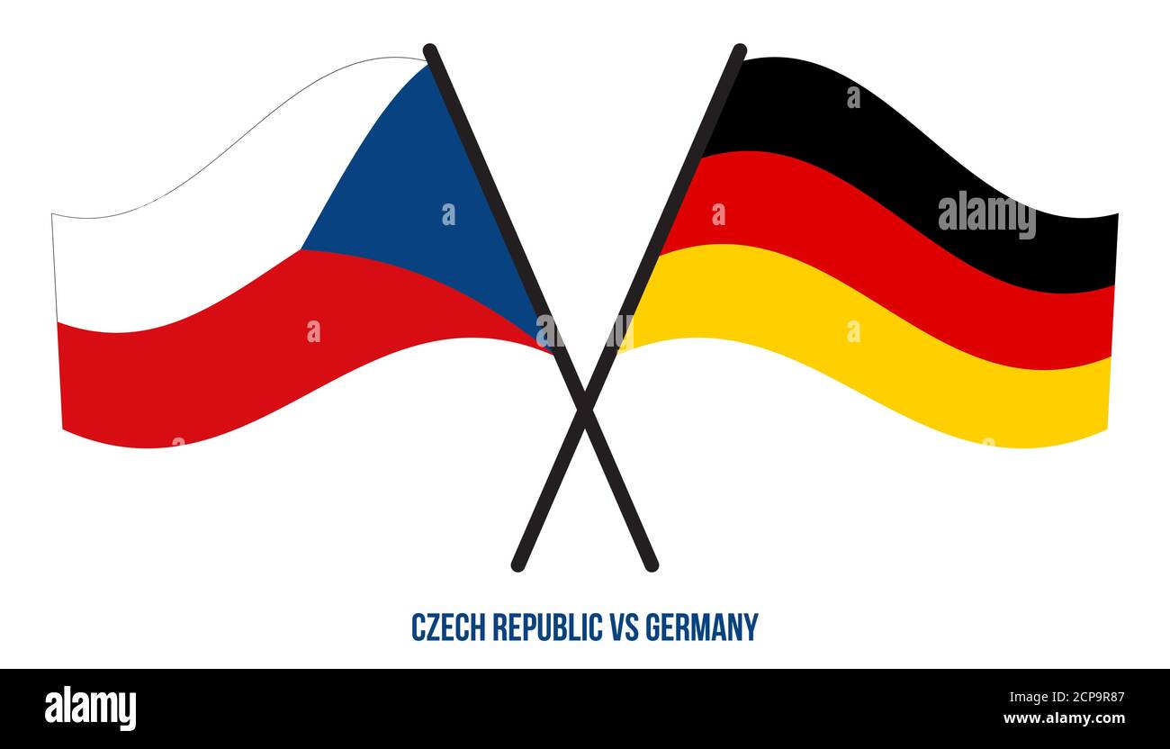 Czech Republic and Germany Flags Crossed And Waving Flat Style ...
