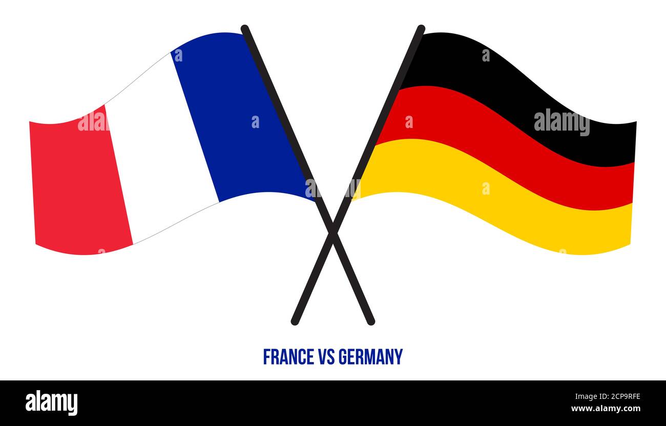 France and Germany Flags Crossed And Waving Flat Style. Official ...