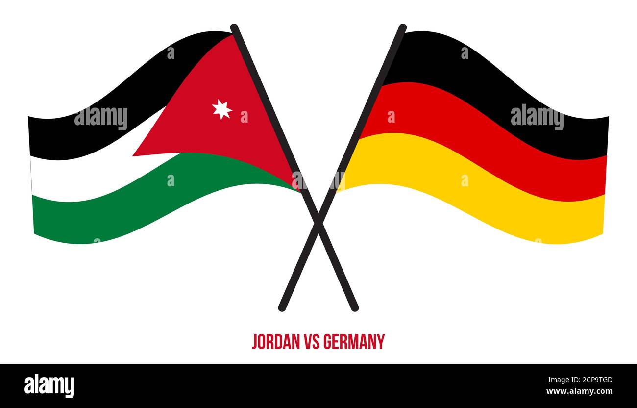 Jordan and Germany Flags Crossed And Waving Flat Style. Official ...