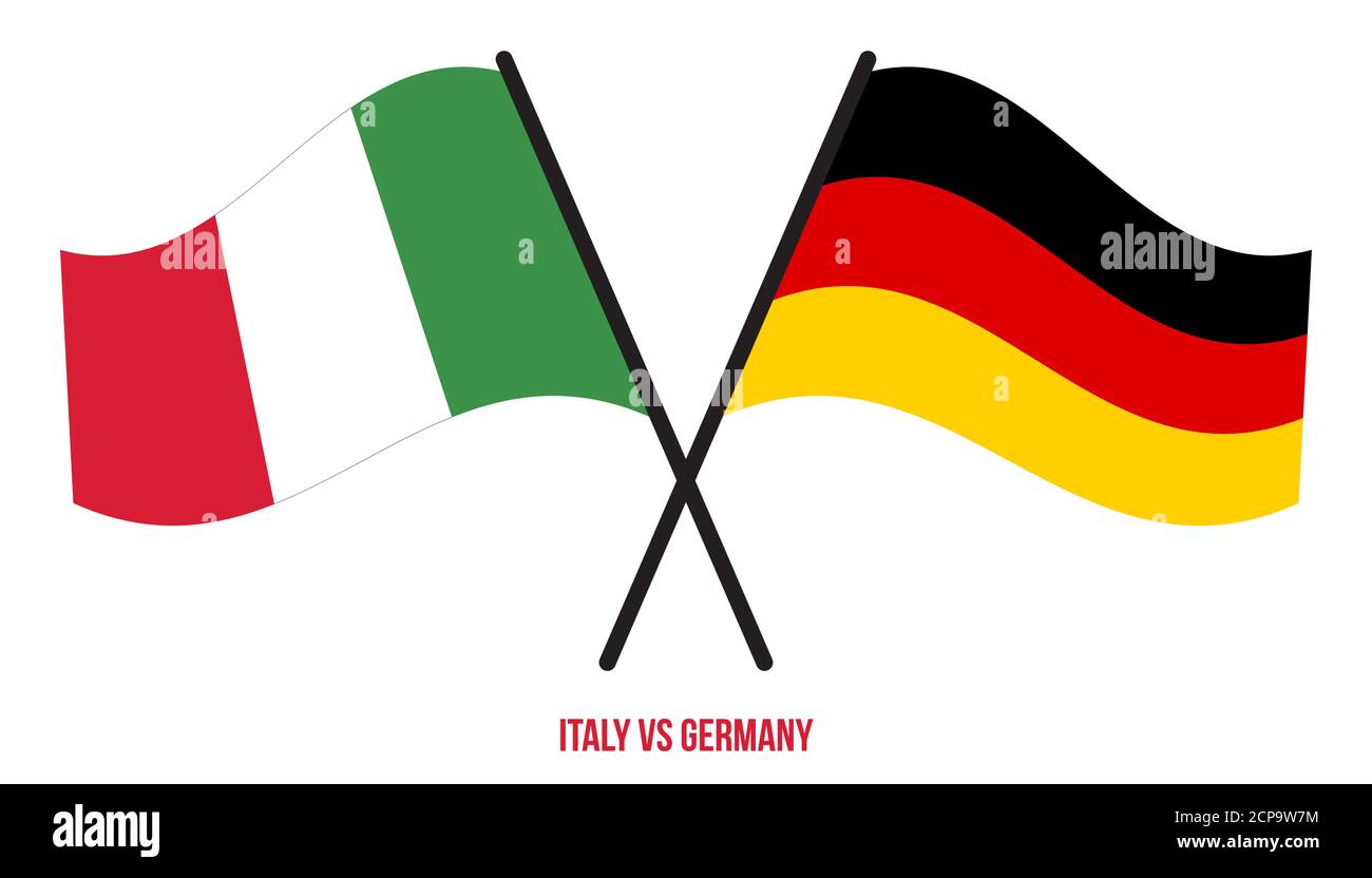 Italy and Germany Flags Crossed And Waving Flat Style. Official ...