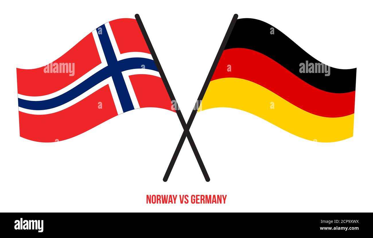Norway and Germany Flags Crossed And Waving Flat Style. Official ...