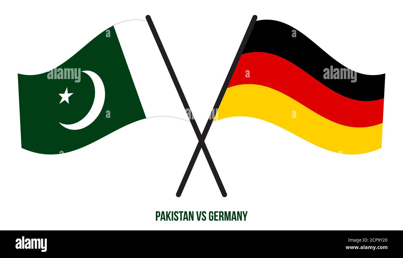 Pakistan and Germany Flags Crossed And Waving Flat Style. Official ...