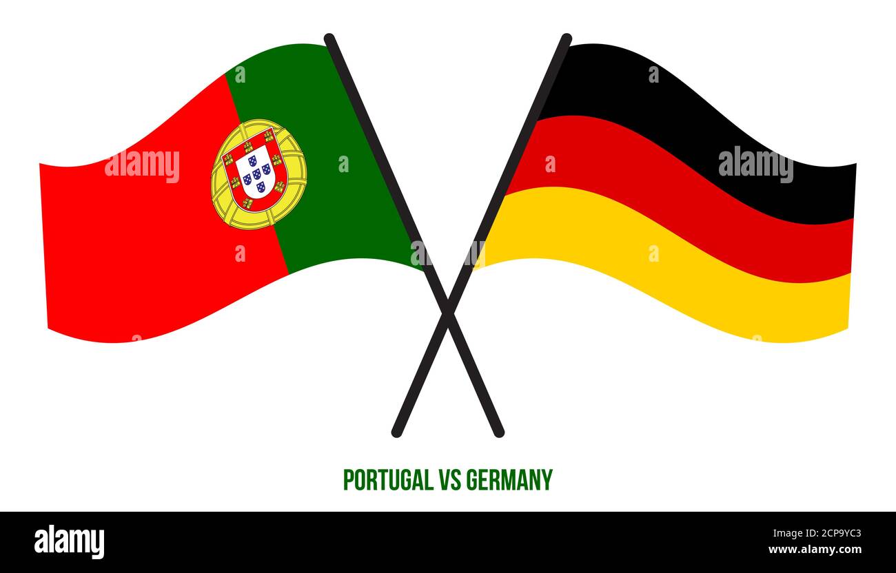 Portugal and Germany Flags Crossed And Waving Flat Style. Official ...