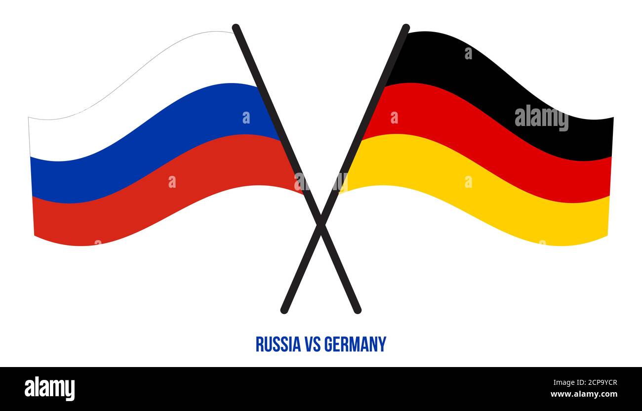 Russia and Germany Flags Crossed And Waving Flat Style. Official ...