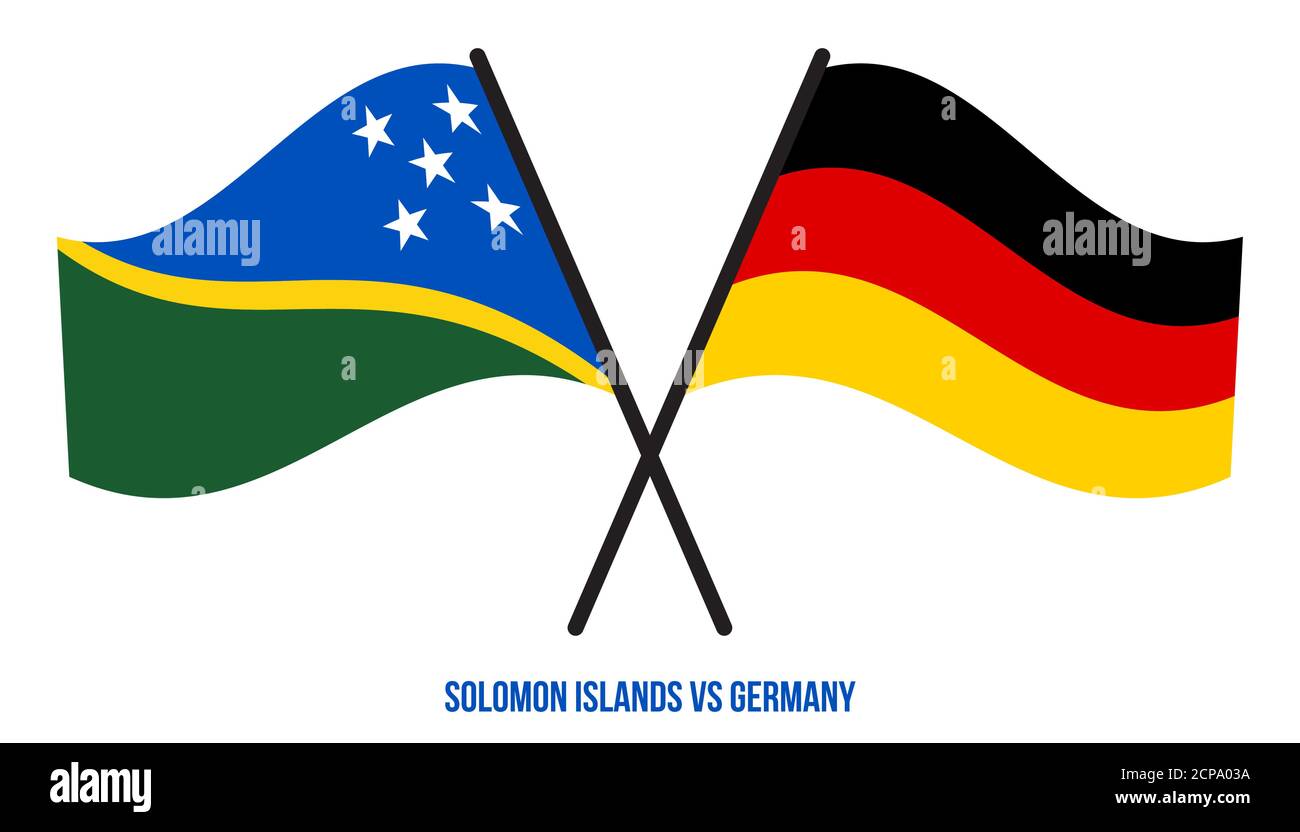 Solomon Islands and Germany Flags Crossed And Waving Flat Style ...
