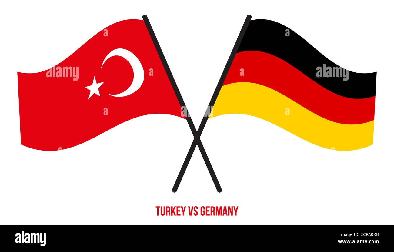 Turkey and Germany Flags Crossed And Waving Flat Style. Official ...
