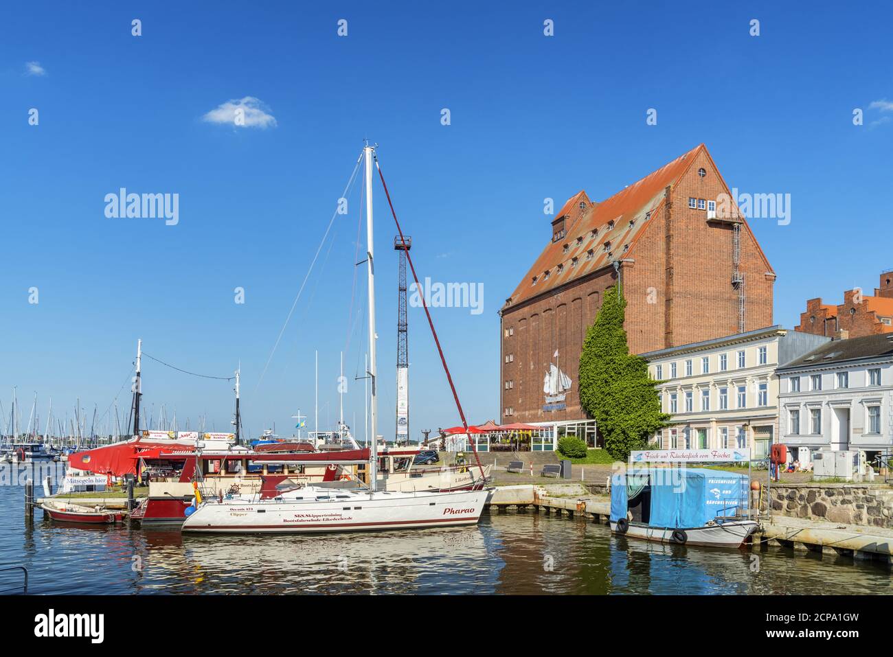 Boats in the port of Stralsund, Mecklenburg-Western Pomerania, Germany ...