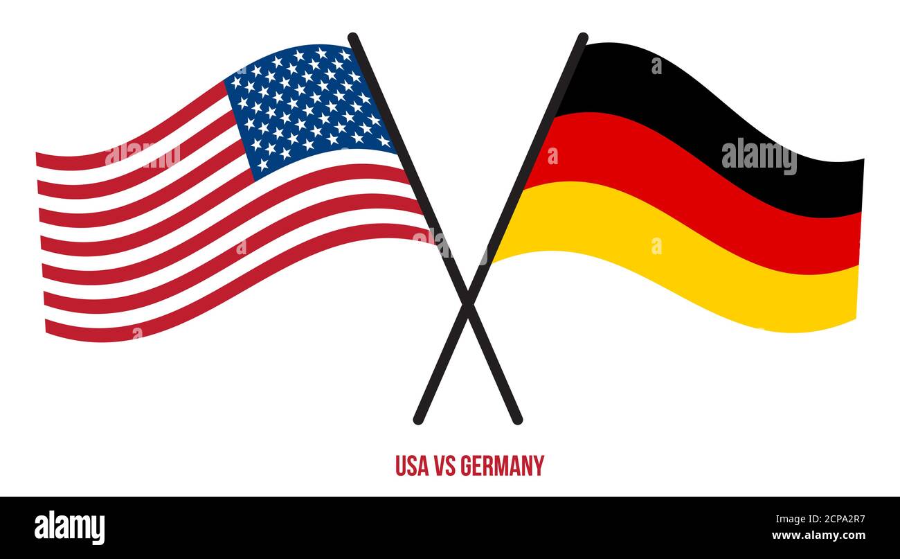 USA and Germany Flags Crossed And Waving Flat Style. Official ...
