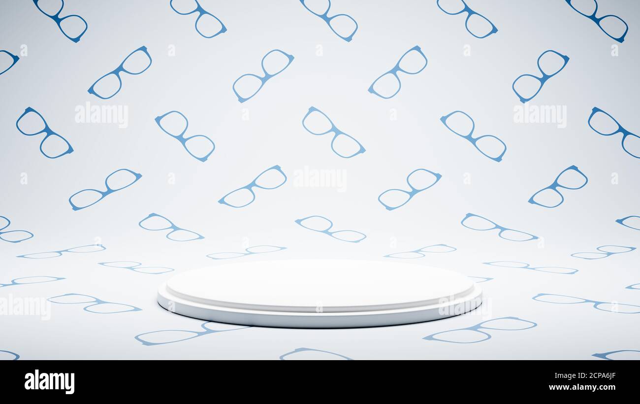 Empty White Platform on Glasses Shape Pattern Studio Background Stock ...