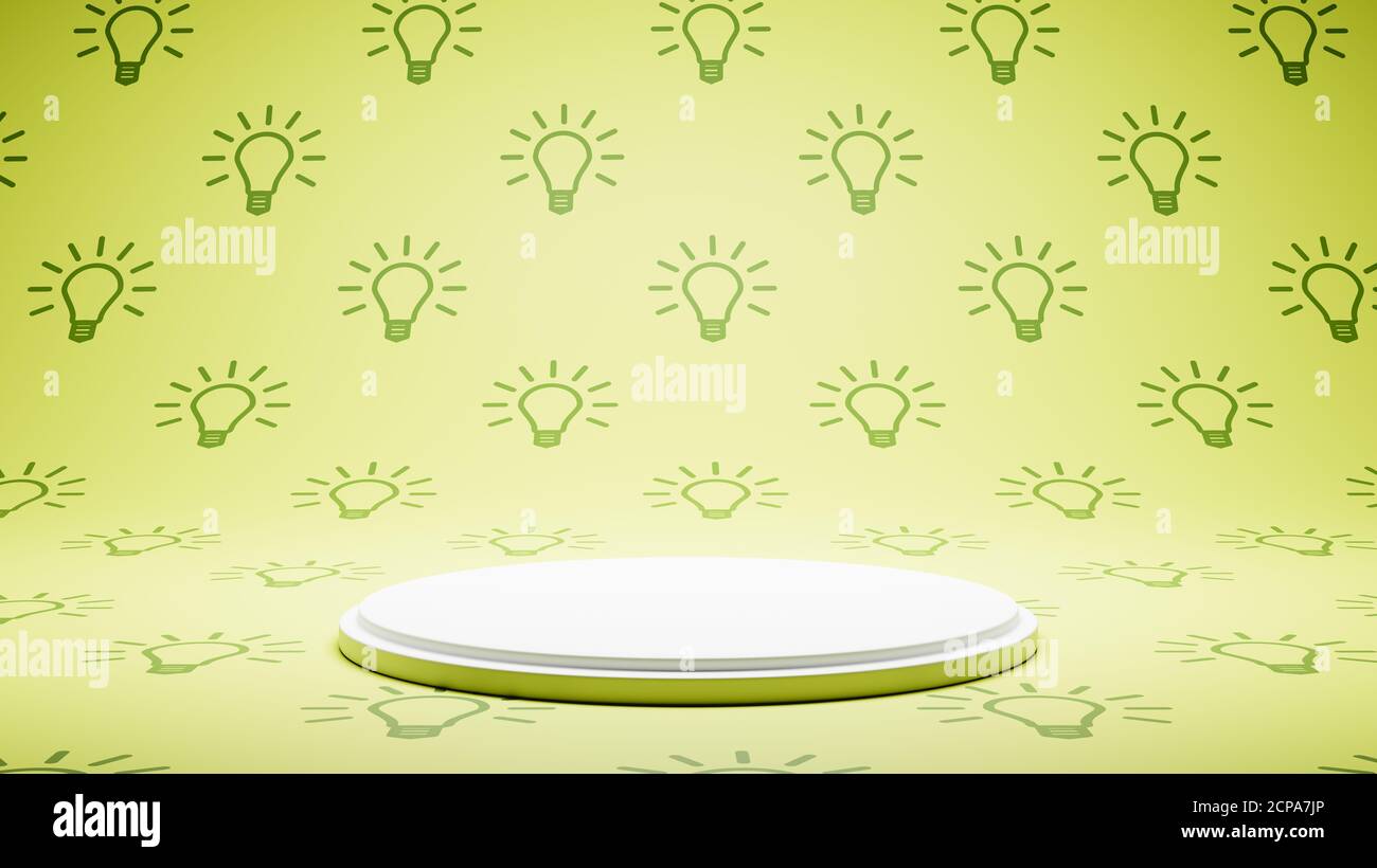 Empty White Platform on Light Bulb Symbol Pattern Studio Background ...