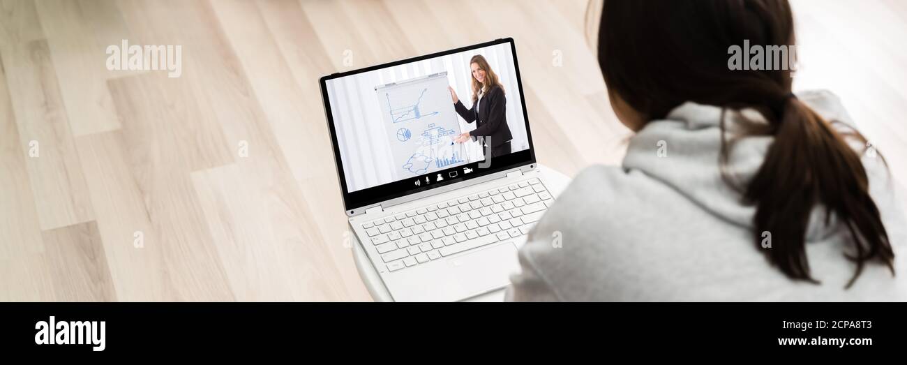 Virtual Online Training Meeting Or Tutorial Webinar Video Stock Photo ...