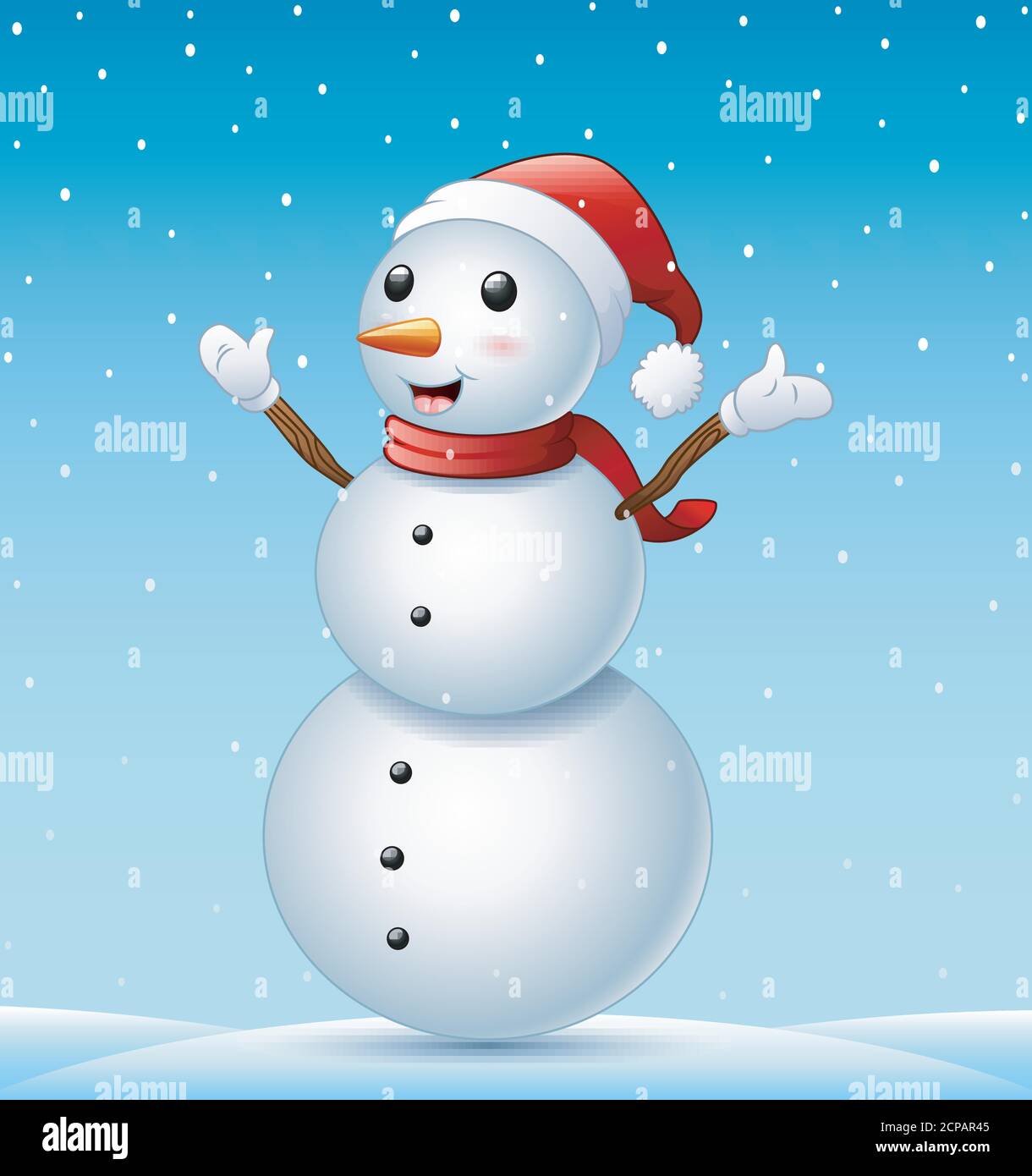 Christmas snowman snowfall red background Stock Vector Images - Alamy