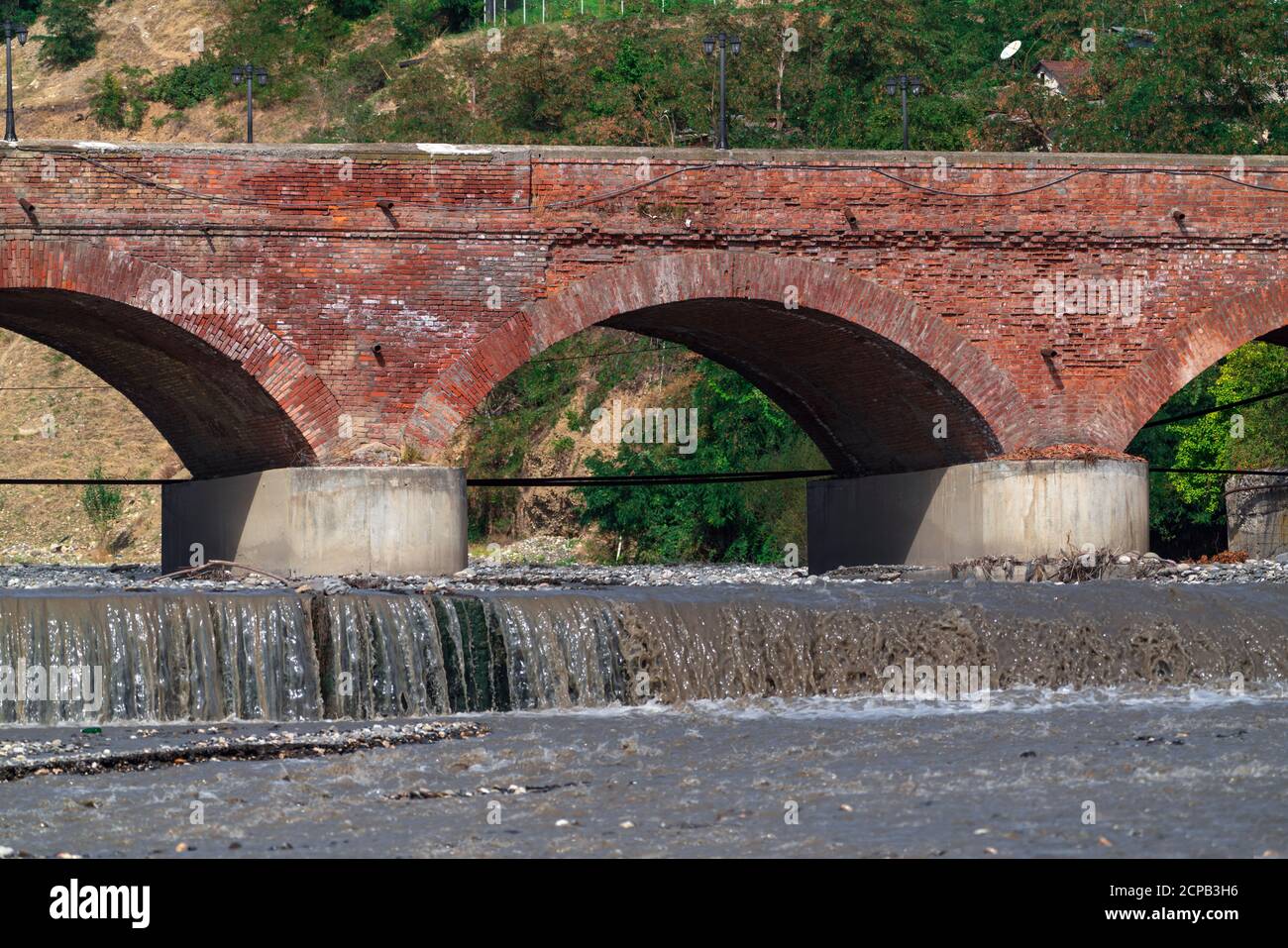 Old arched brick bridge in the Guba city, built in 1894, Azerbaijan ...