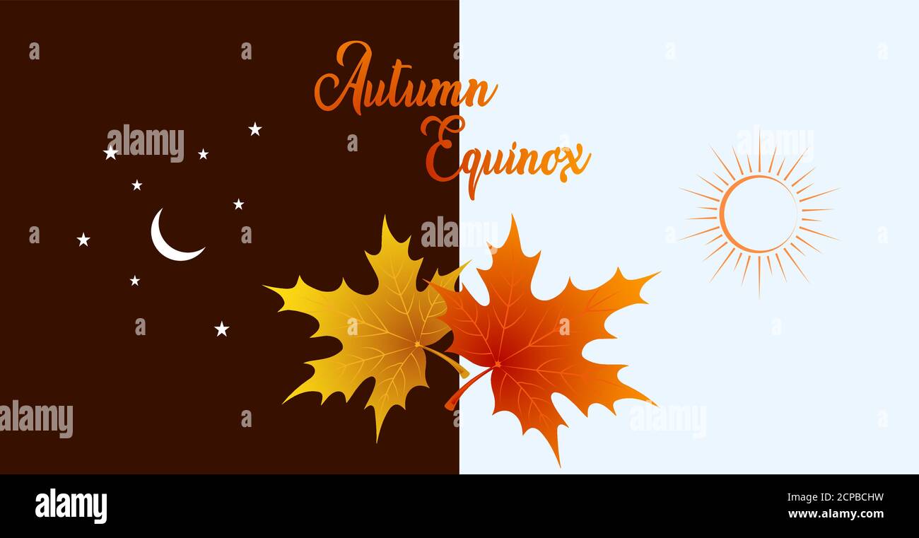 Autumn equinox vector illustration. September 22. Concept design with ...
