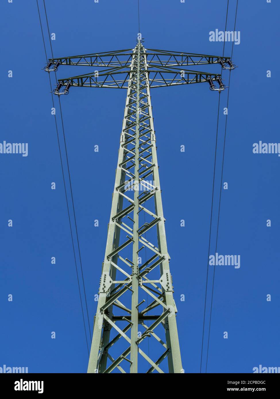 Overhead lines, power lines, Bavaria, Germany, Europe Stock Photo - Alamy