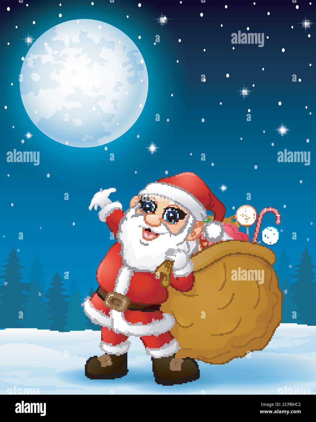 Santa Claus carrying sack full of gifts in the winter Stock Vector ...