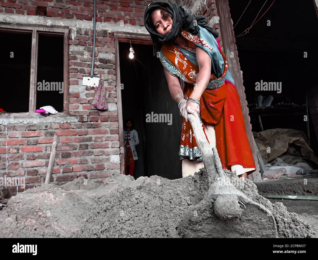 DISTRICT KATNI, INDIA - DECEMBER 18, 2019: An indian village lady ...