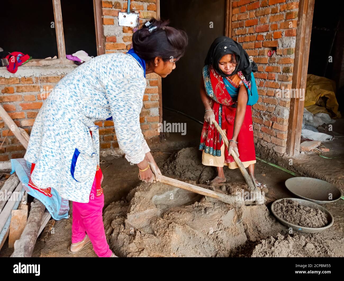 DISTRICT KATNI, INDIA - DECEMBER 18, 2019: Two indian village female ...