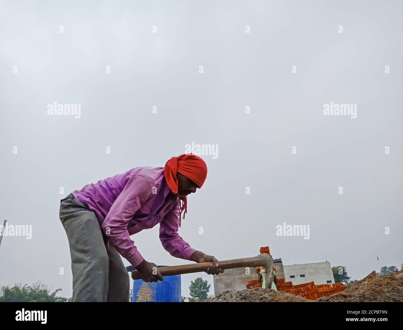 DISTRICT KATNI, INDIA - DECEMBER 18, 2019: An asian village labor man ...