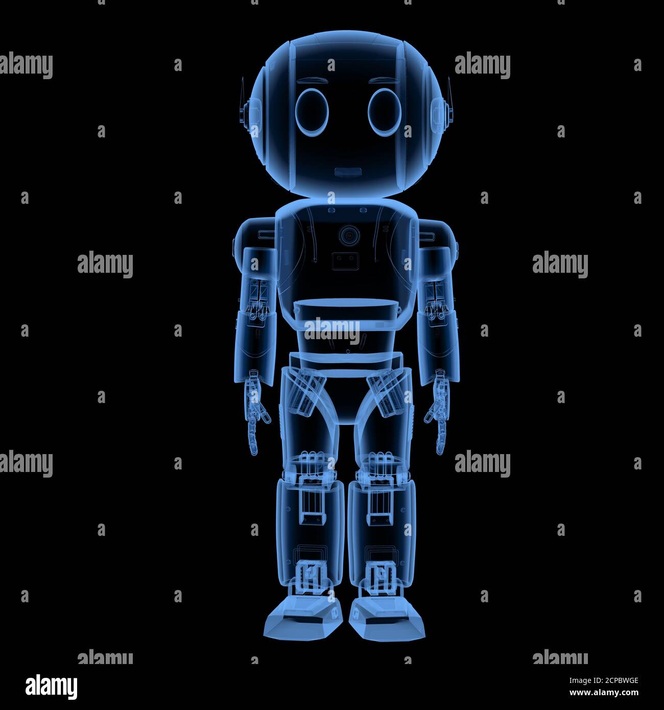 3d rendering x-ray cute artificial intelligence robot with cartoon ...
