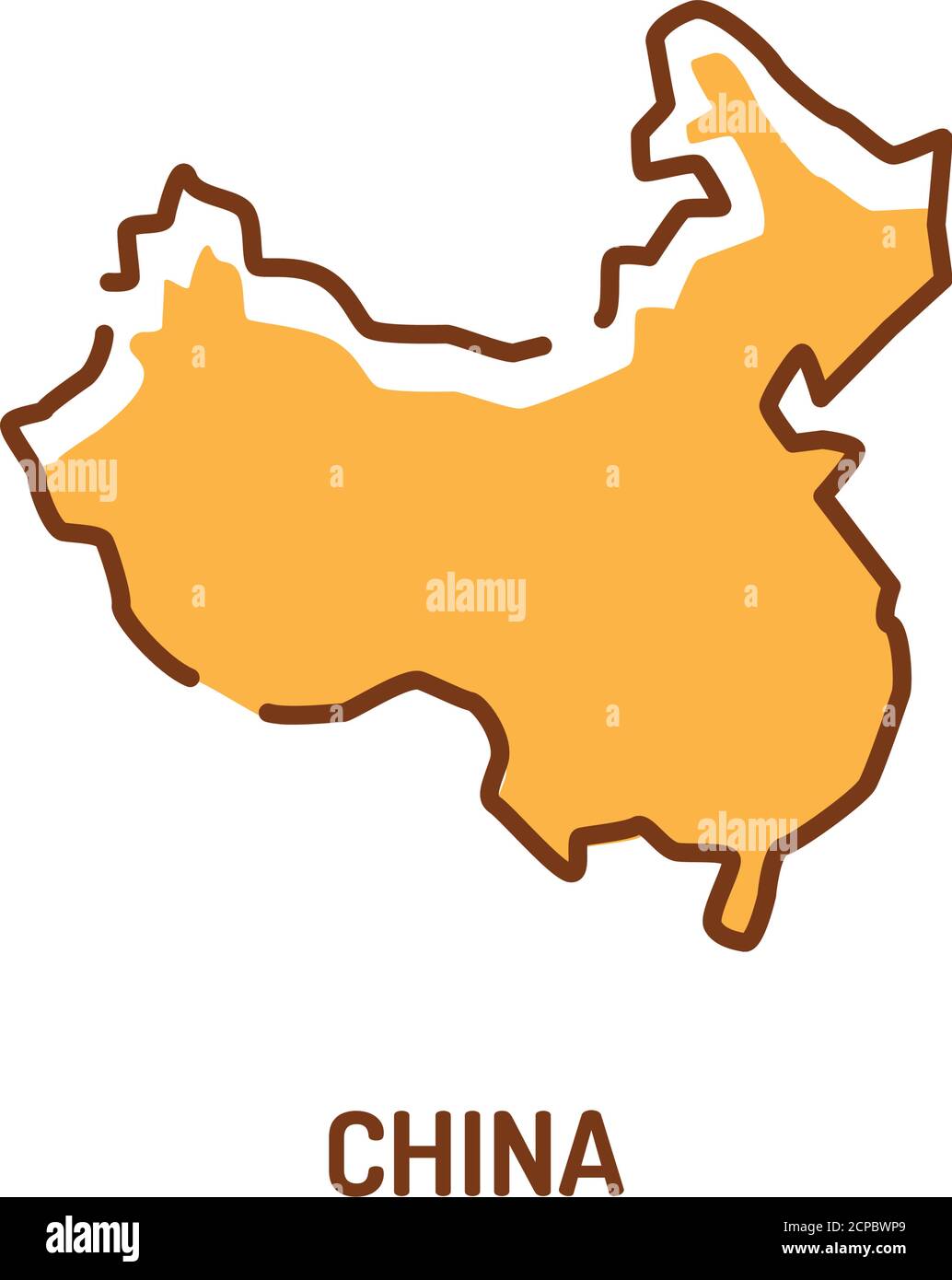 China map color line icon. Border of the country. Pictogram for web ...