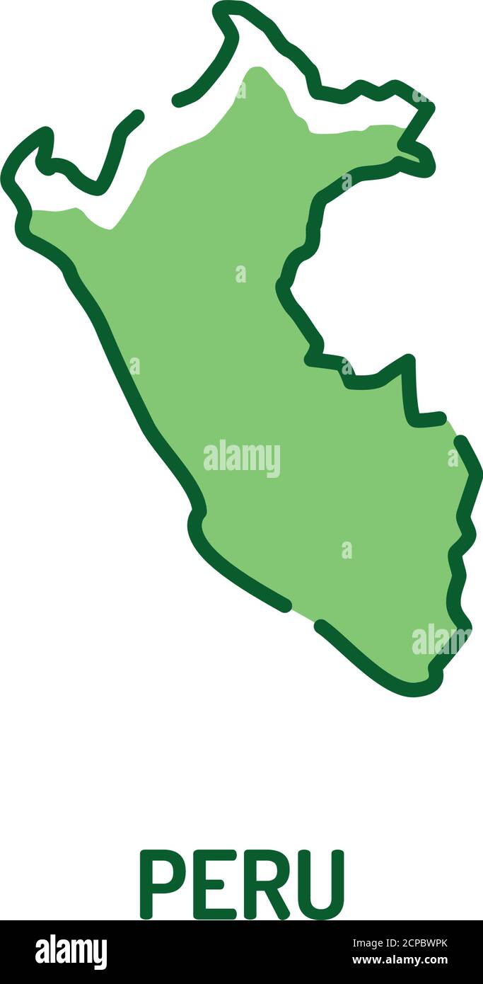 Peru map color line icon. Border of the country. Pictogram for web page ...