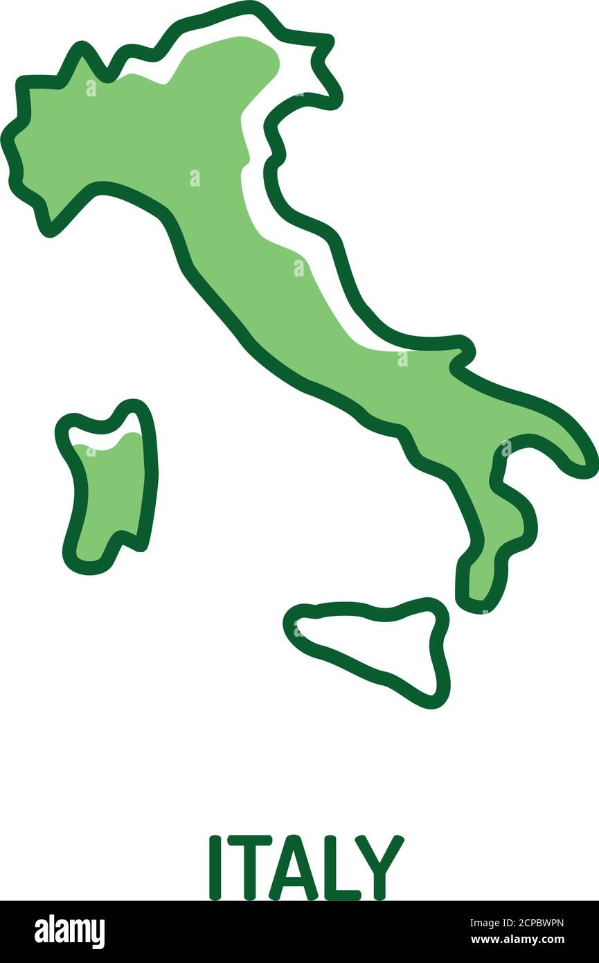 Italy map color line icon. Border of the country. Pictogram for web ...