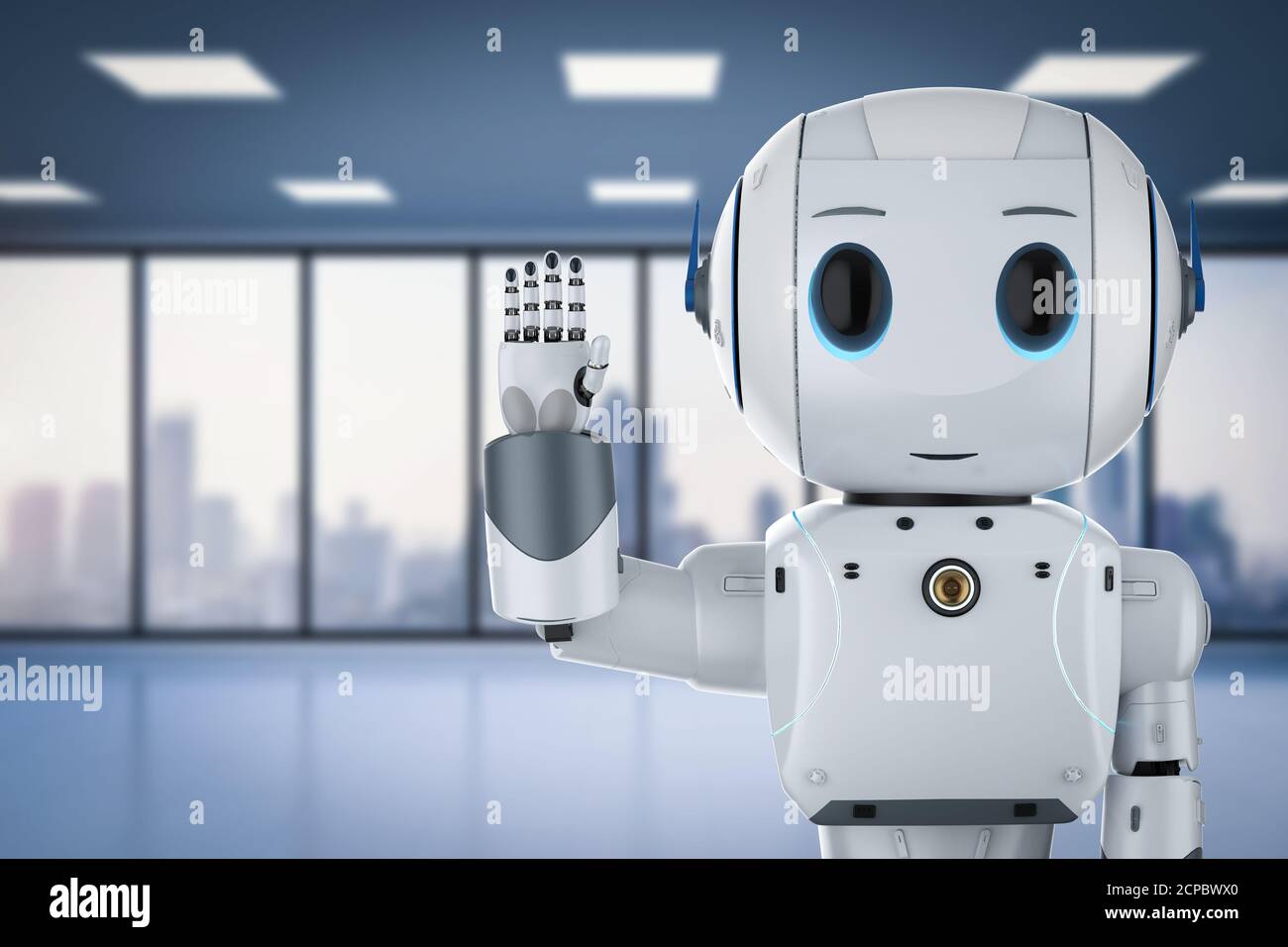 3d rendering cute artificial intelligence robot with cartoon character ...