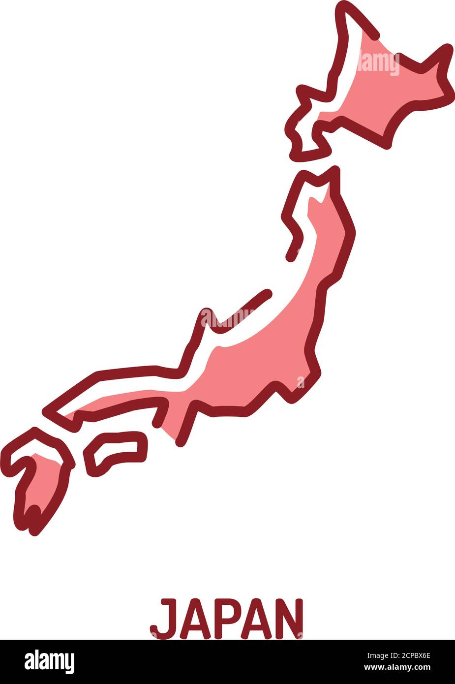 Japan map color line icon. Border of the country. Pictogram for web ...