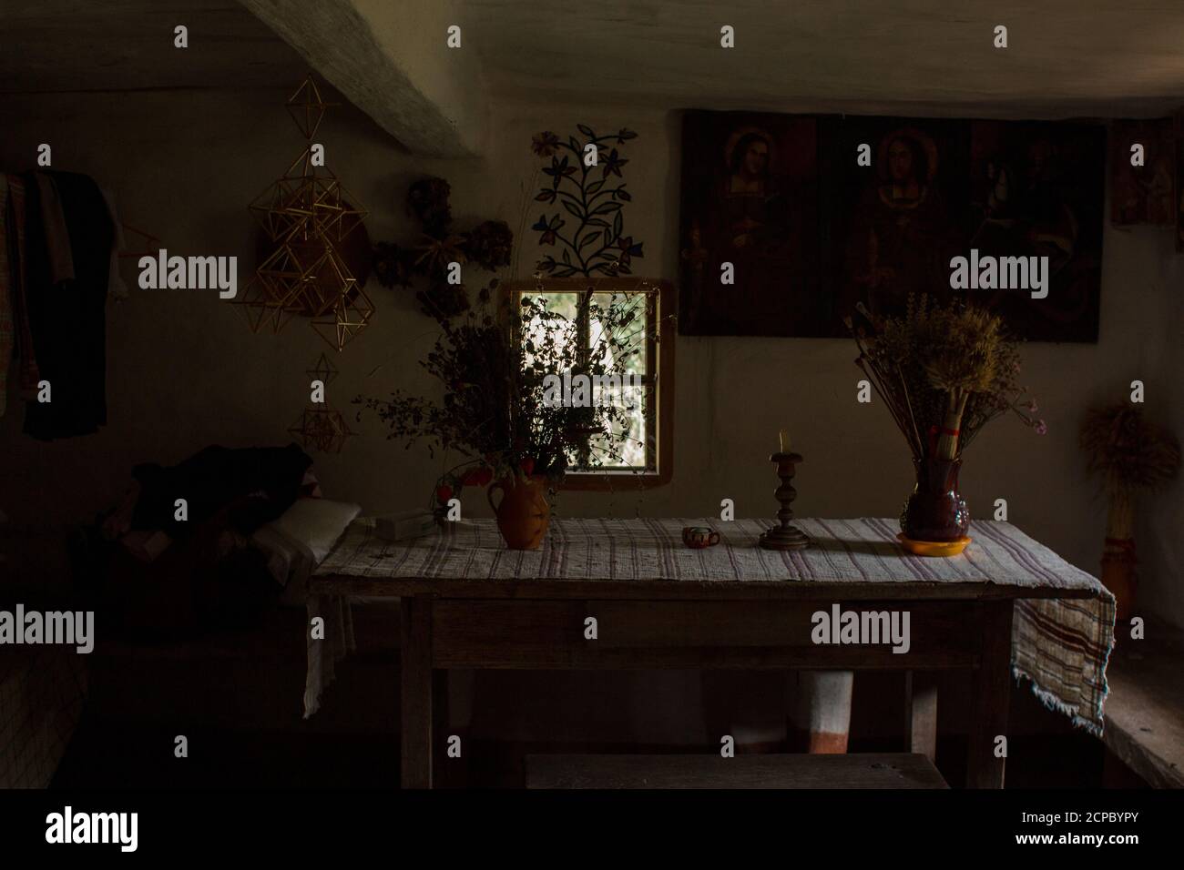 interior of an old Slavic house with window Stock Photo - Alamy