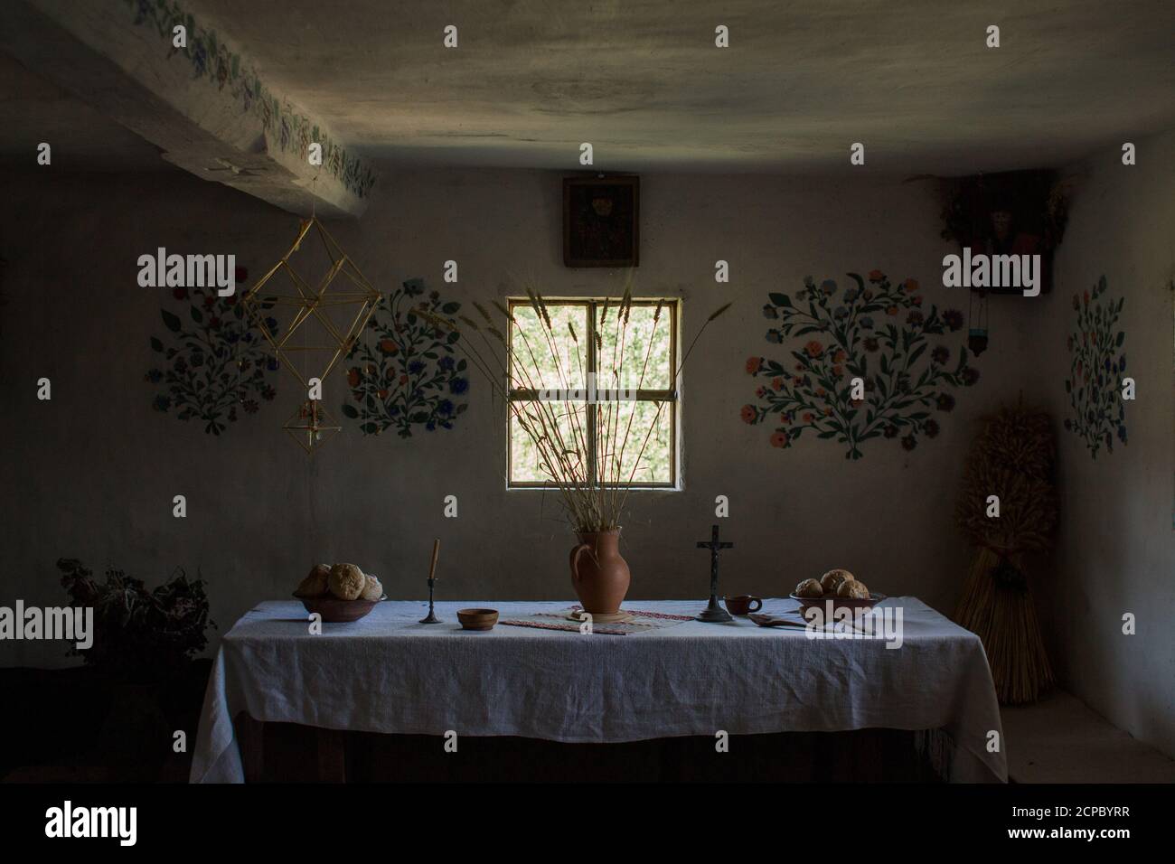 interior of an old Slavic house with window Stock Photo - Alamy