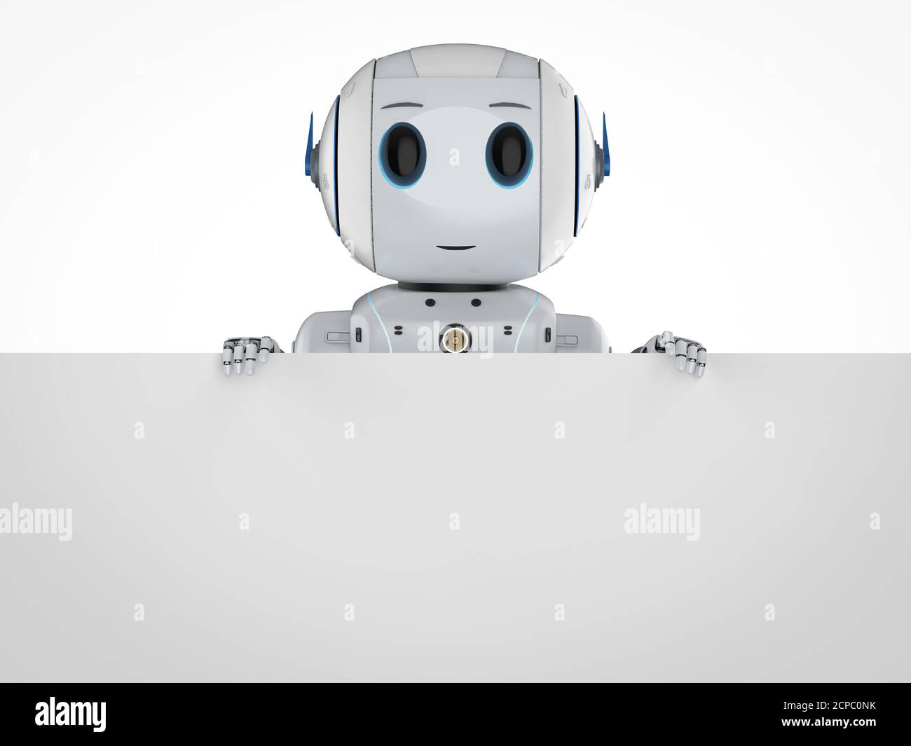 3d rendering cute artificial intelligence robot with white blank space Stock Photo - Alamy