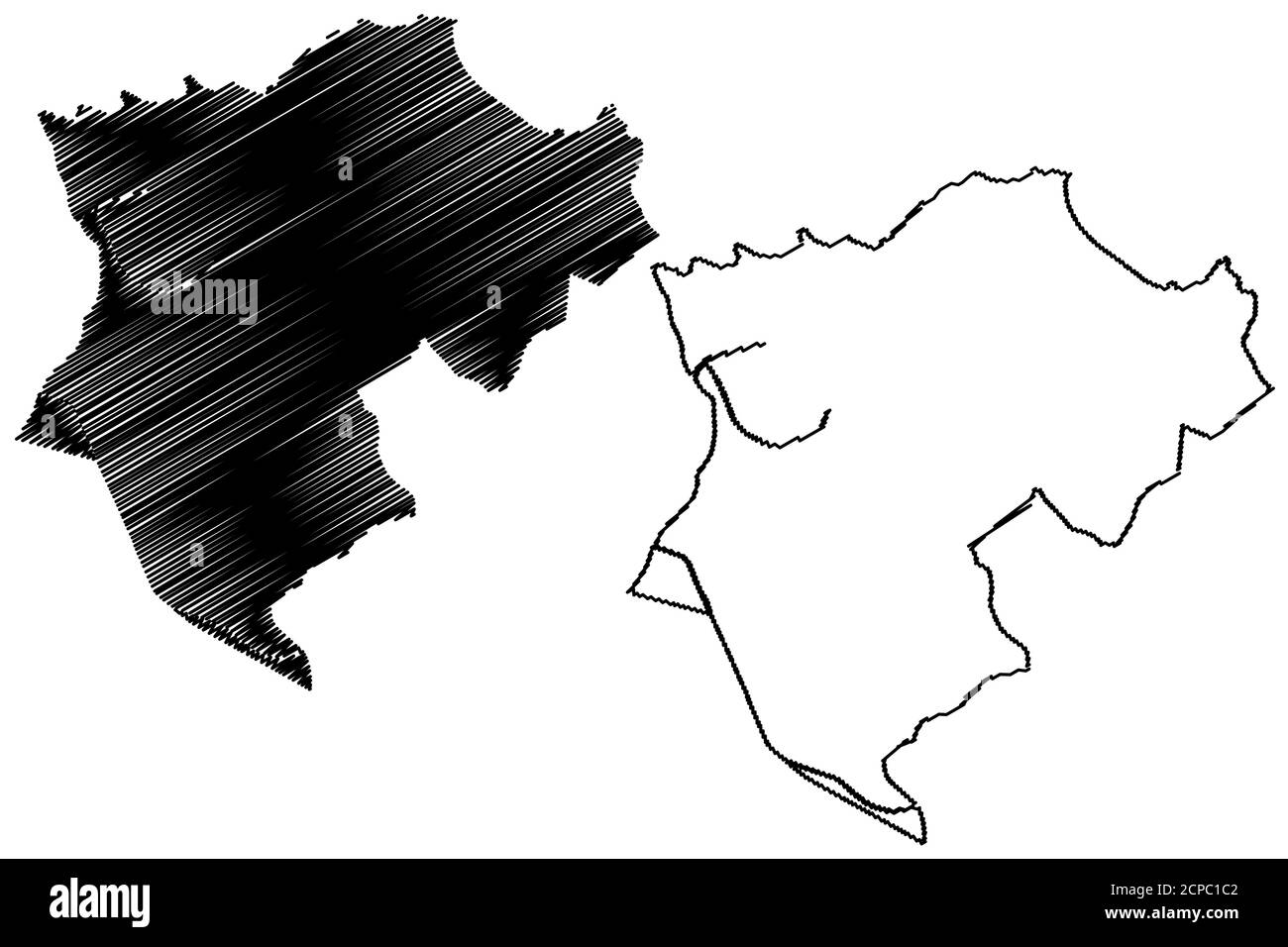 Cayenne City (French Guiana, France) map vector illustration, scribble ...