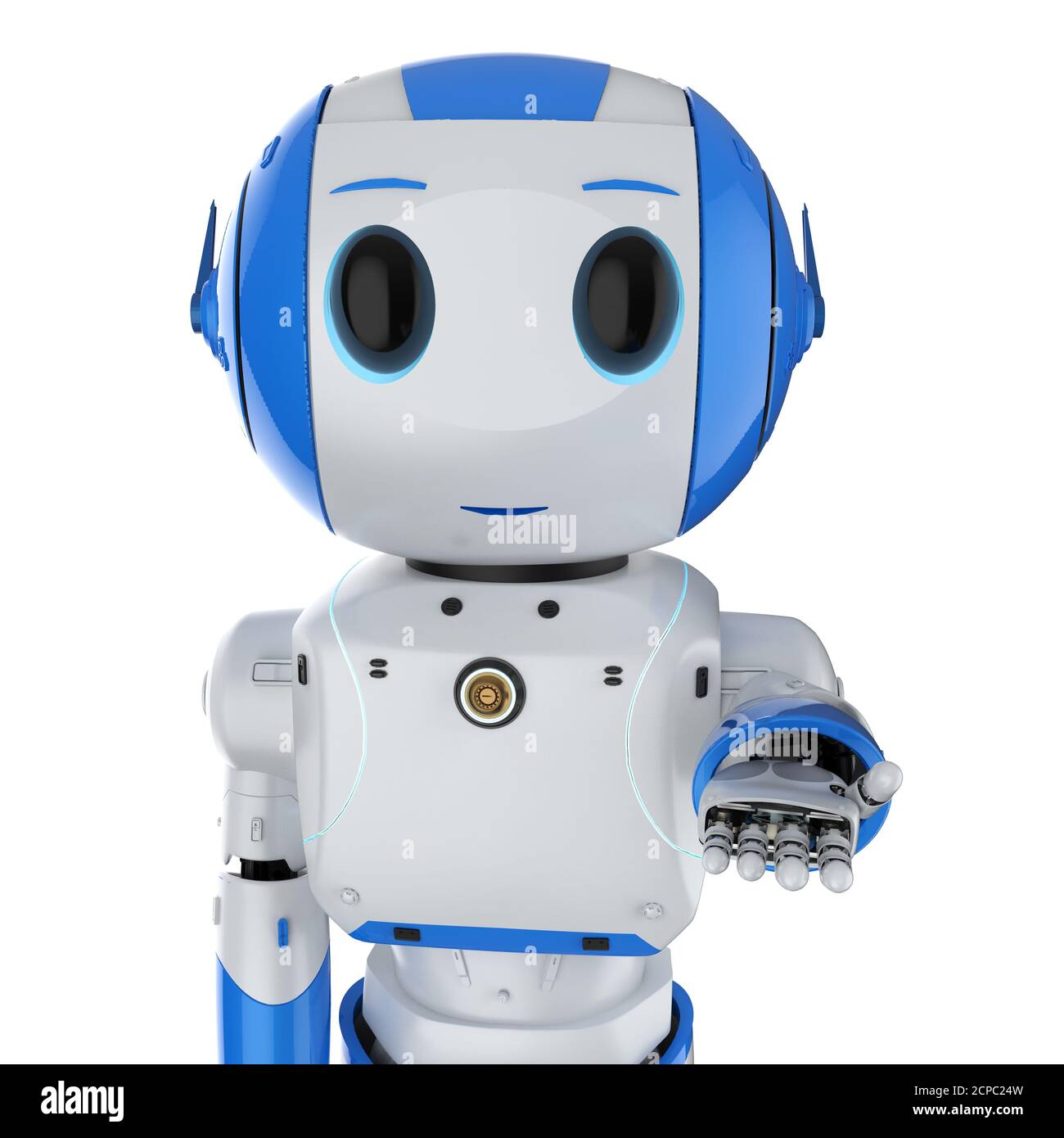 3d rendering cute artificial intelligence robot hand open with cartoon ...