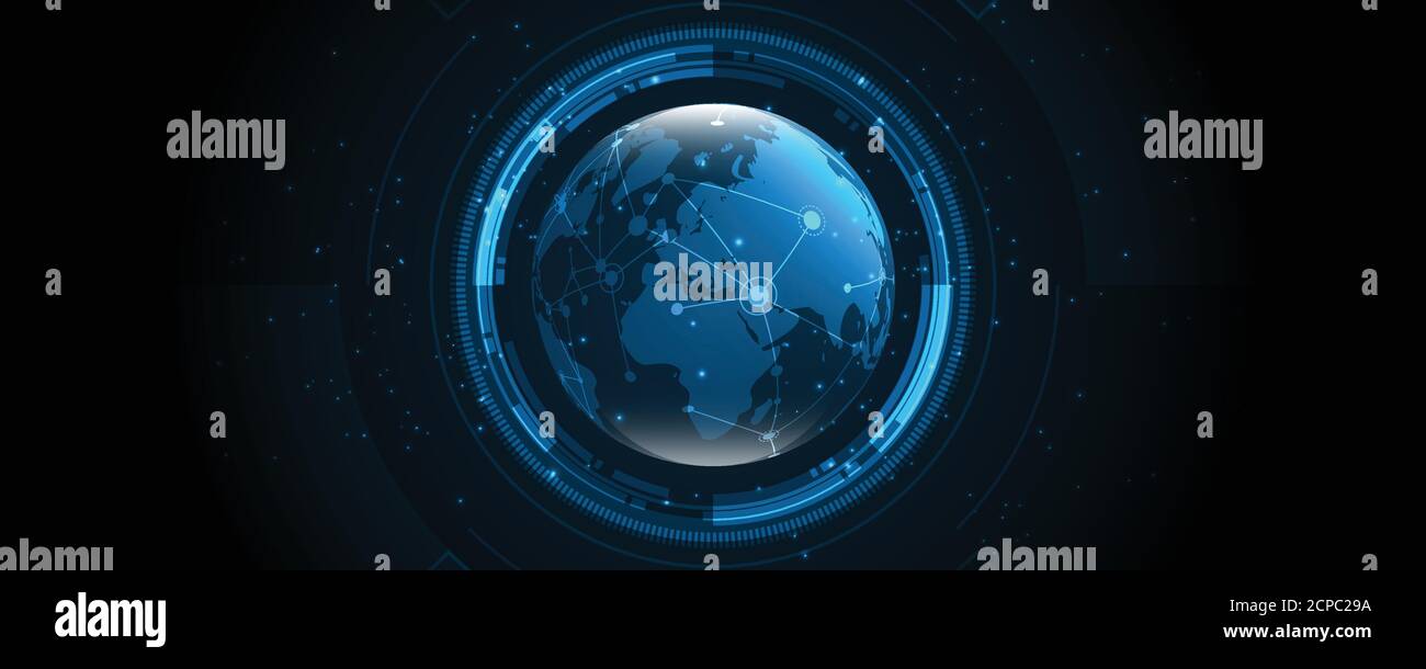 Global network connection World map abstract technology background ...