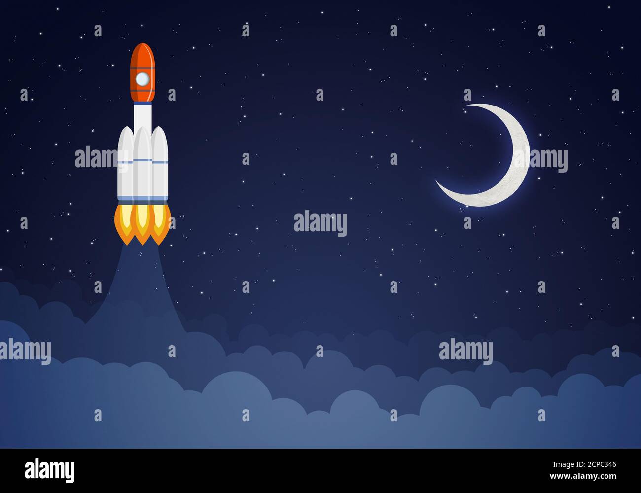 Rocket takes off into outer space Stock Photo - Alamy