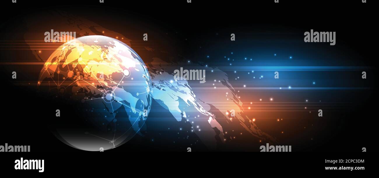 Global network connection World map abstract technology background ...