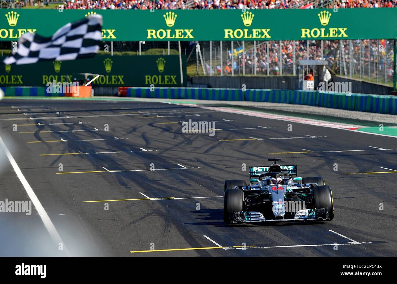 Lewis hamilton mercedes finish line hi-res stock photography and images ...
