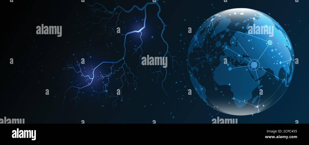 Global network connection World map abstract technology background ...