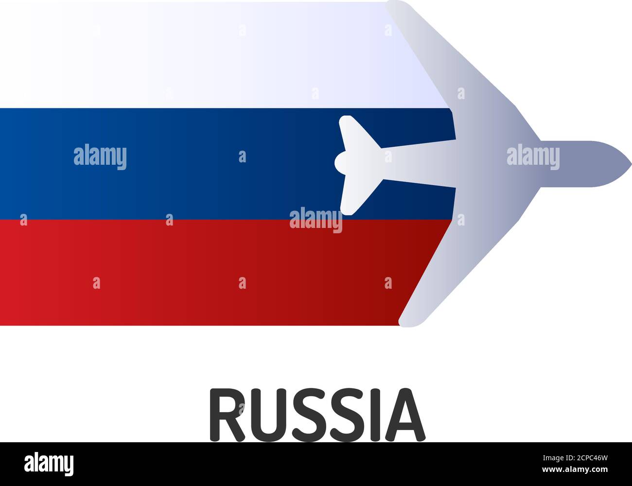 Flag of Russia color line icon. Airline network. International flights ...